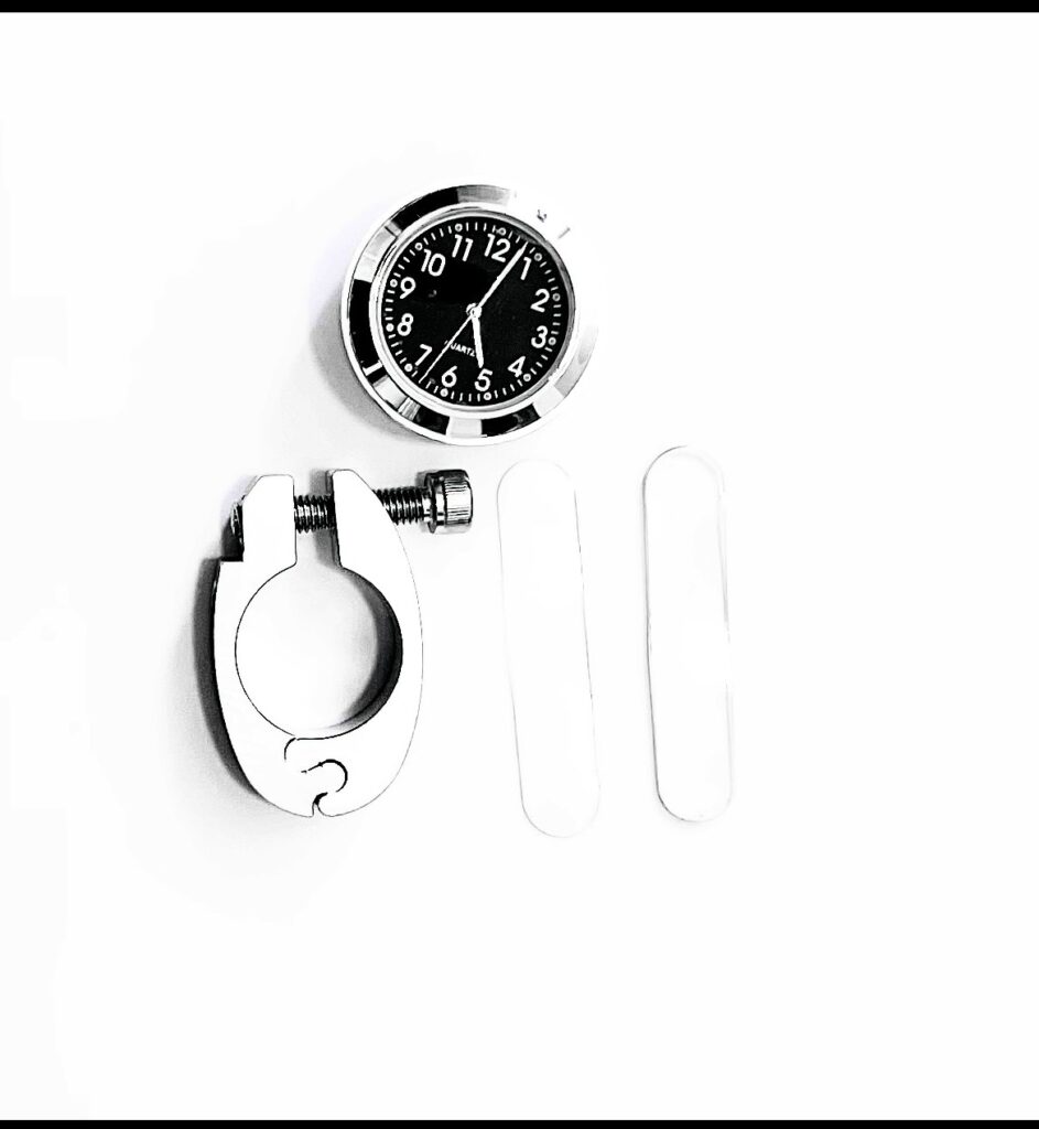 NEW! Chrome BAR Mount Clamp 36mm Black Dial Clock Chrome Bezel - Stem ...